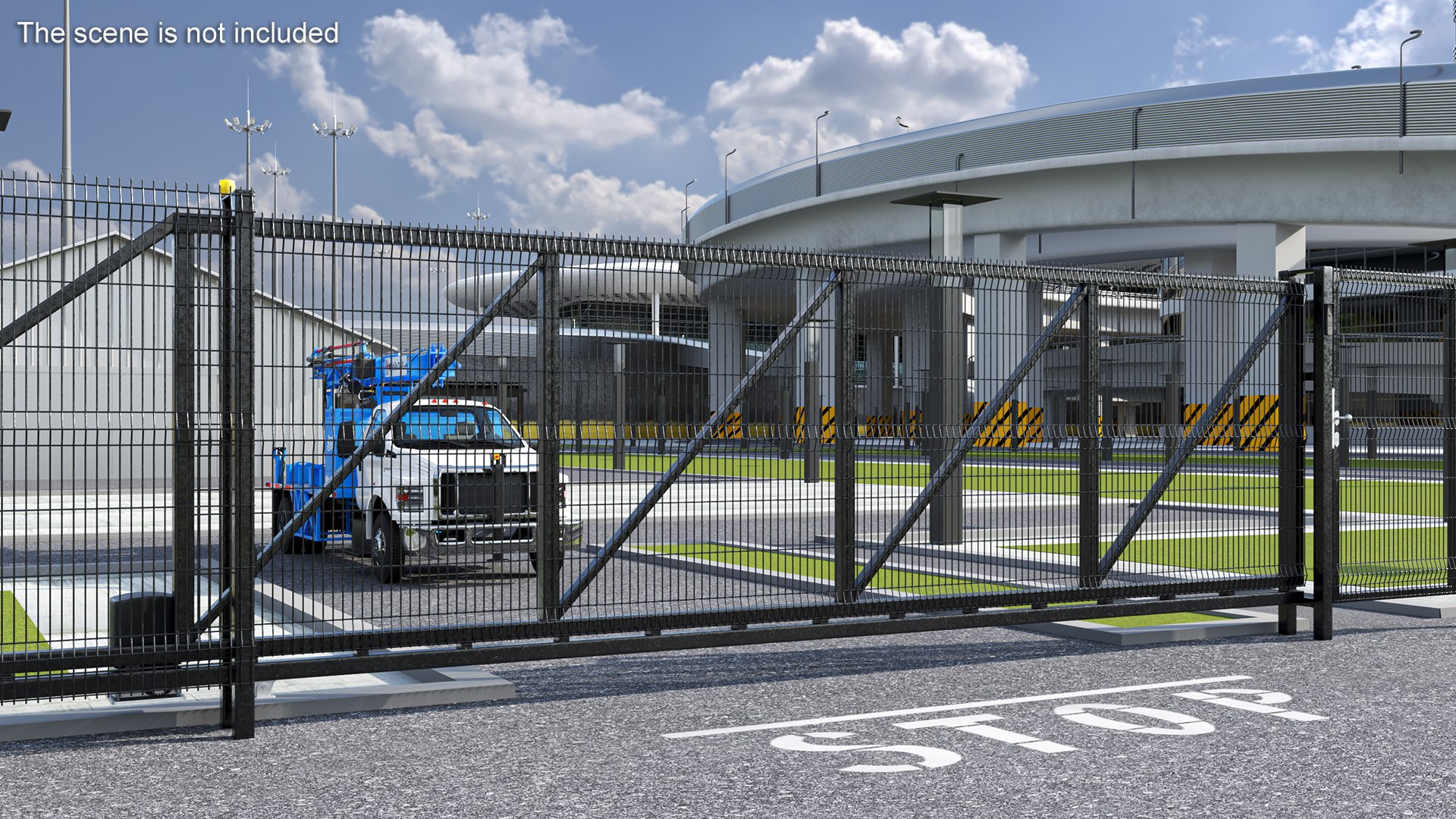 3D Commercial Security Gates With Fence - TurboSquid 2344092