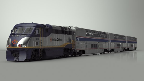 modelo 3d Tren de pasajeros de Amtrak California - TurboSquid 2210033