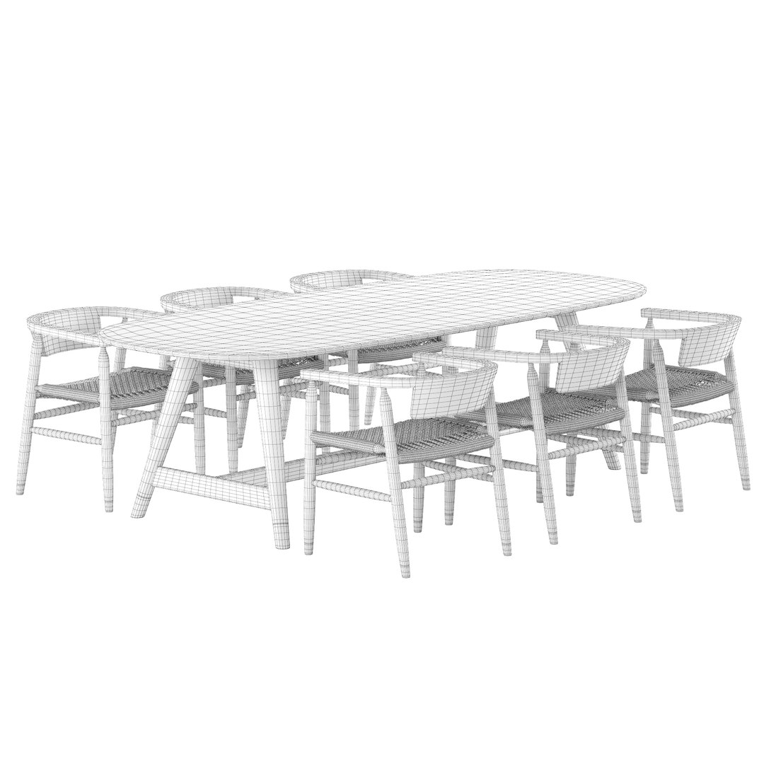 3D Flexform Doris Chair Desco Table Dining Set Model - TurboSquid 1978134