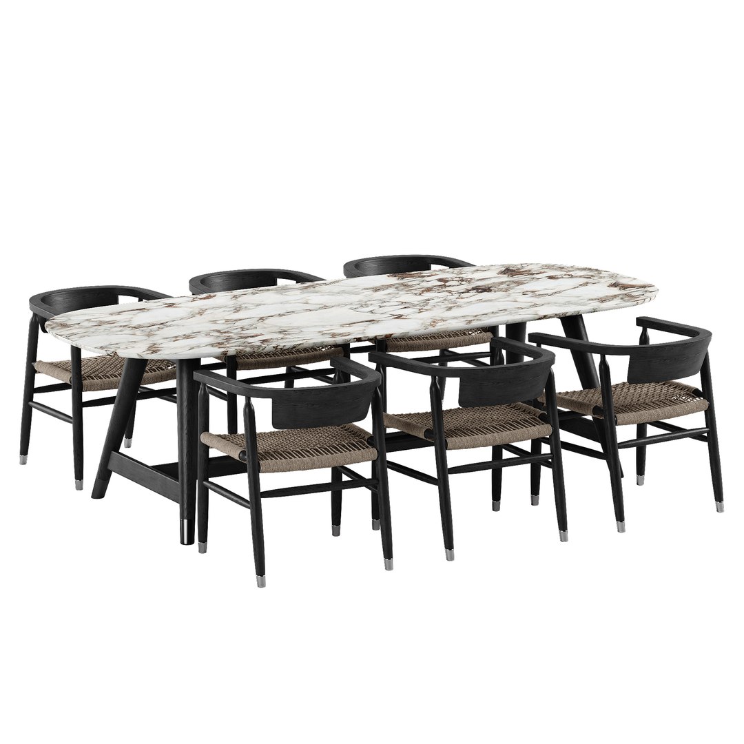 3D Flexform Doris Chair Desco Table Dining Set Model - TurboSquid 1978134