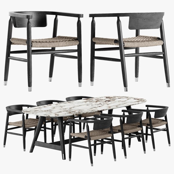 3D Flexform Doris chair Desco table dining set model - TurboSquid 1978134