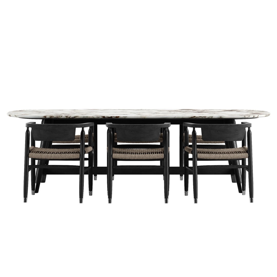 3D Flexform Doris Chair Desco Table Dining Set Model - TurboSquid 1978134