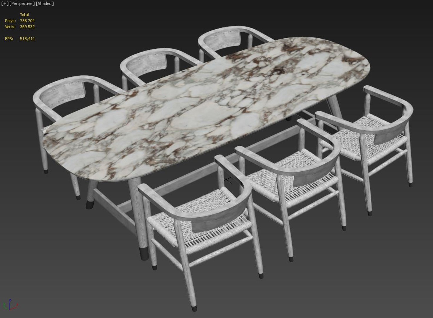 3D Flexform Doris Chair Desco Table Dining Set Model - TurboSquid 1978134