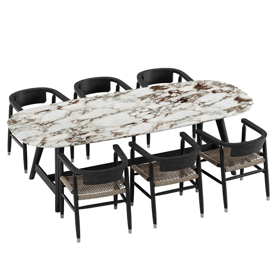 3D Flexform Doris Chair Desco Table Dining Set Model - TurboSquid 1978134