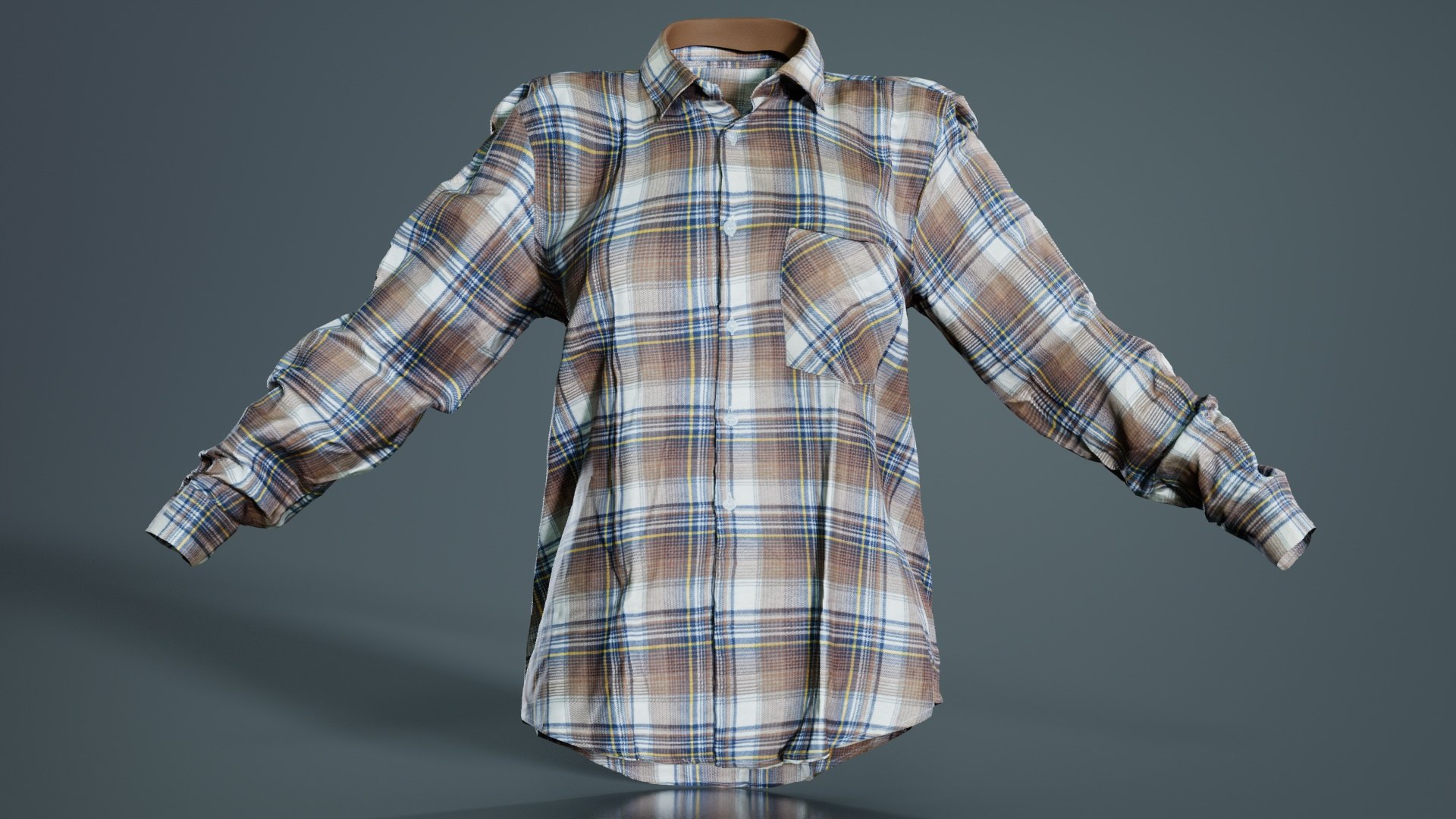 3D Brown Squares Shirt Remastered Model - TurboSquid 2361713
