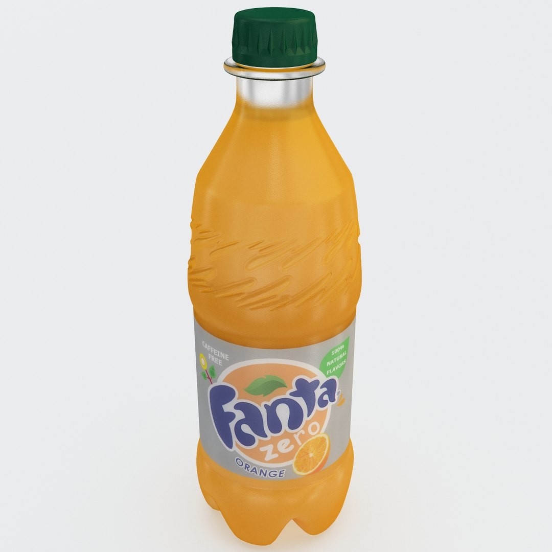 Fanta Orange Zero Bottle 3d Lwo
