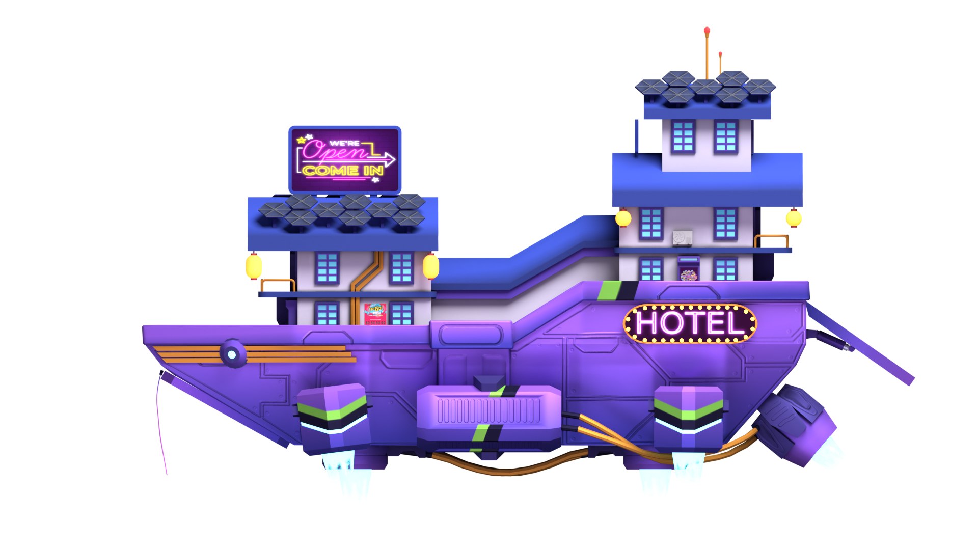 Sci-fi Ship - HOTEL 3D Model - TurboSquid 2107806