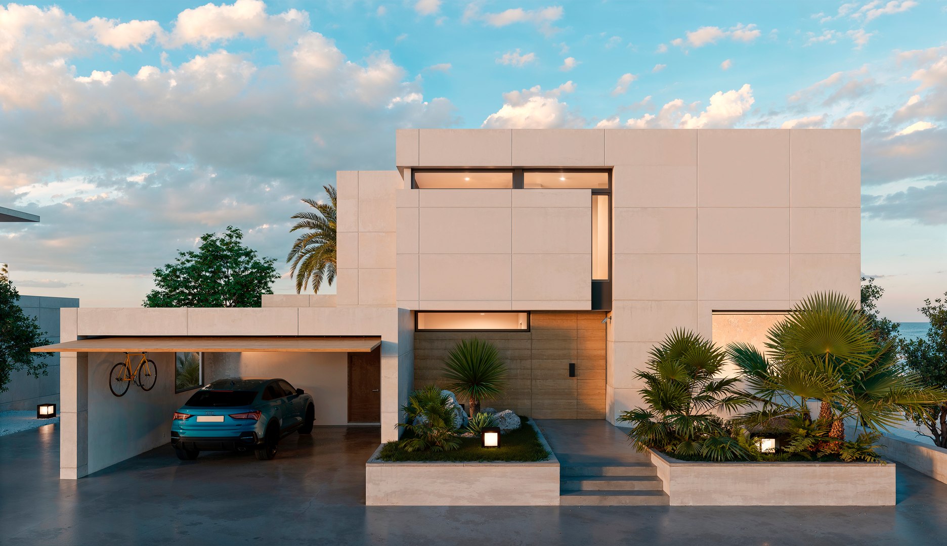 3D Modern Luxury Single-Family House With Pool 3D Scene L 3ds Max And Corona Renderer Day And ...