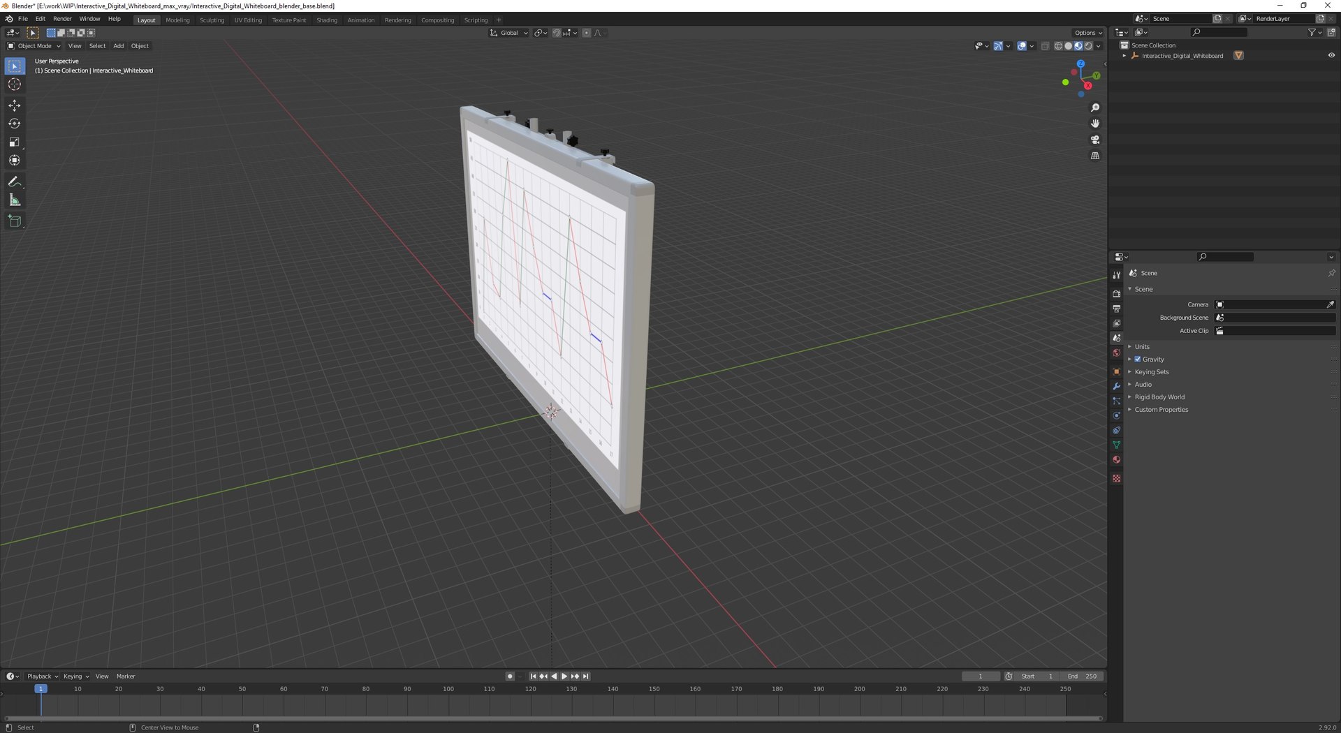 3D Model Interactive Digital Whiteboard - TurboSquid 2287581