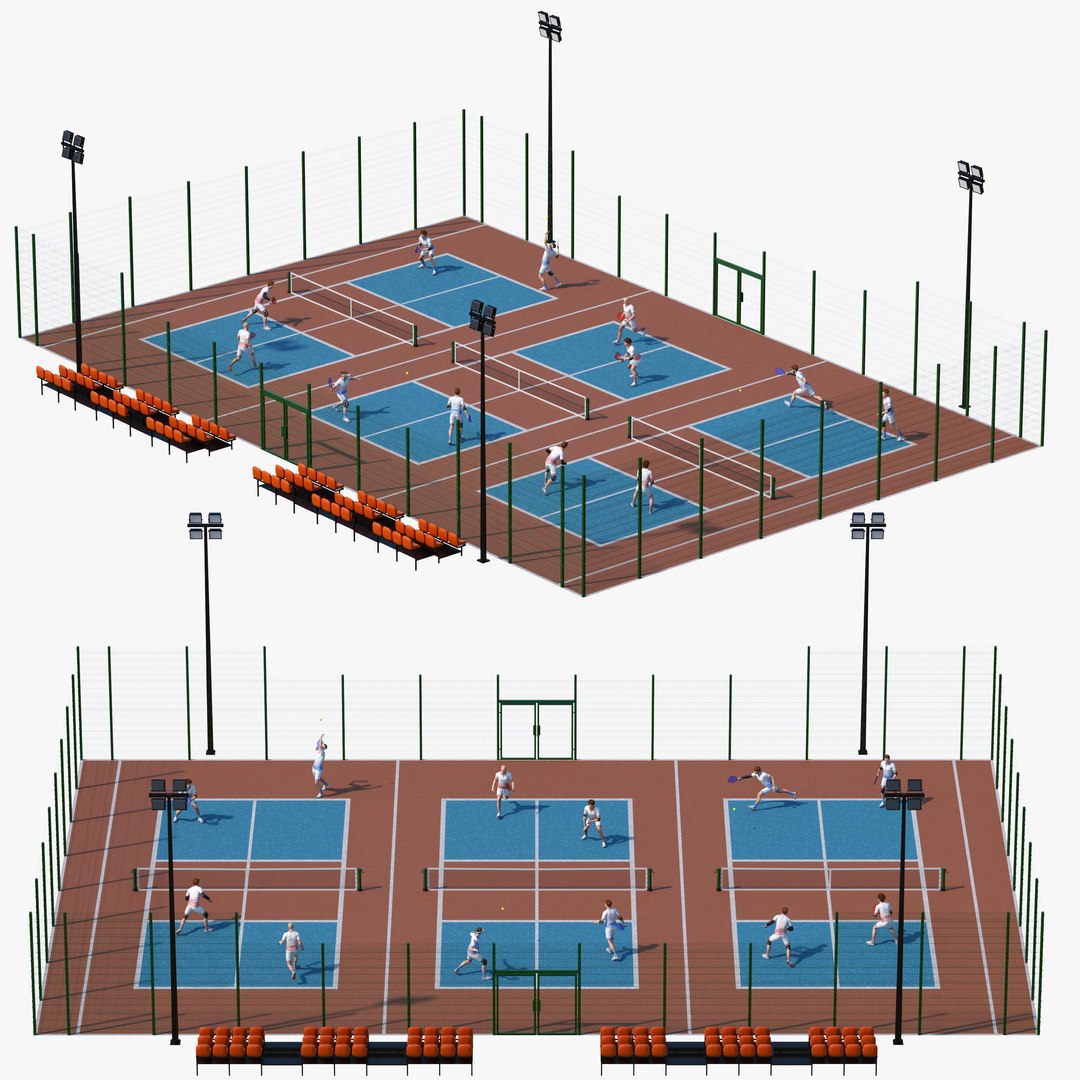 3D Pickleball With Players Model - TurboSquid 2388227