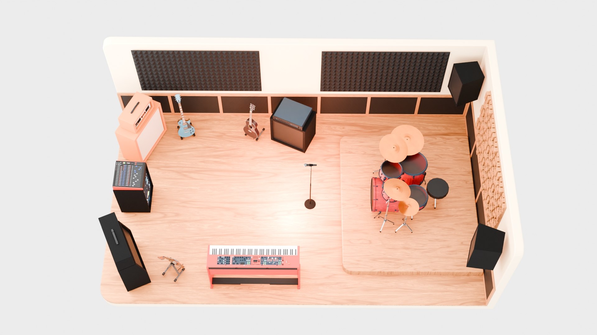 Rehearsal Recording Music Studio Room 3D Model - TurboSquid 2226940