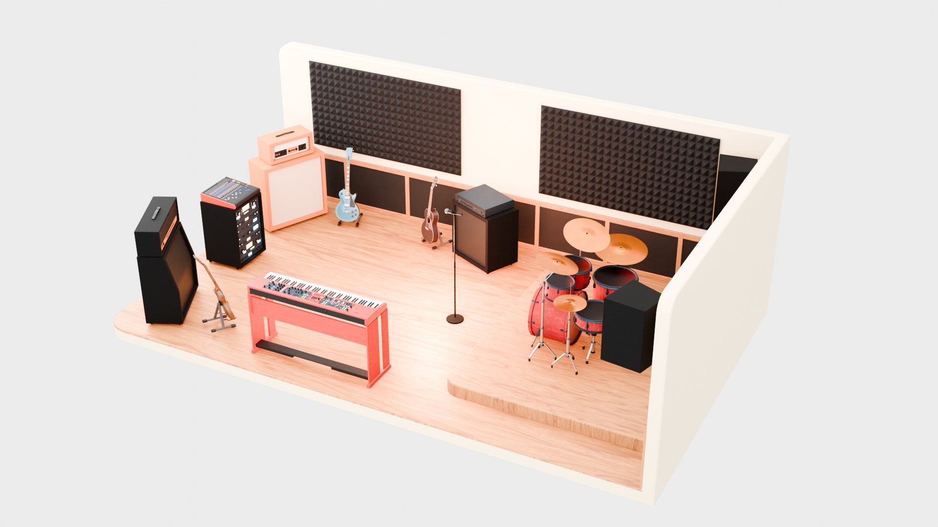 Rehearsal Recording Music Studio Room 3D Model - TurboSquid 2226940