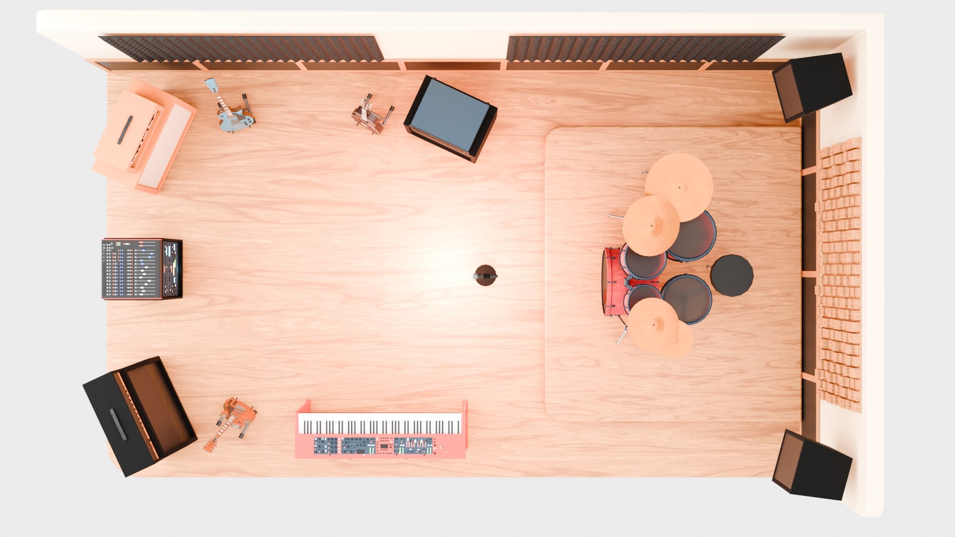 Rehearsal Recording Music Studio Room 3D Model - TurboSquid 2226940