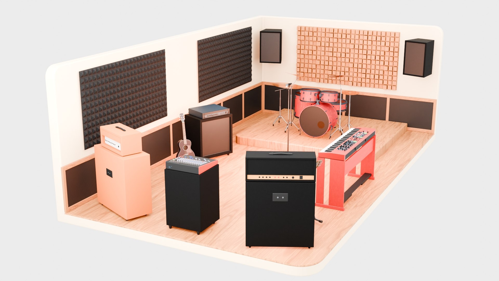 Rehearsal Recording Music Studio Room 3D Model - TurboSquid 2226940