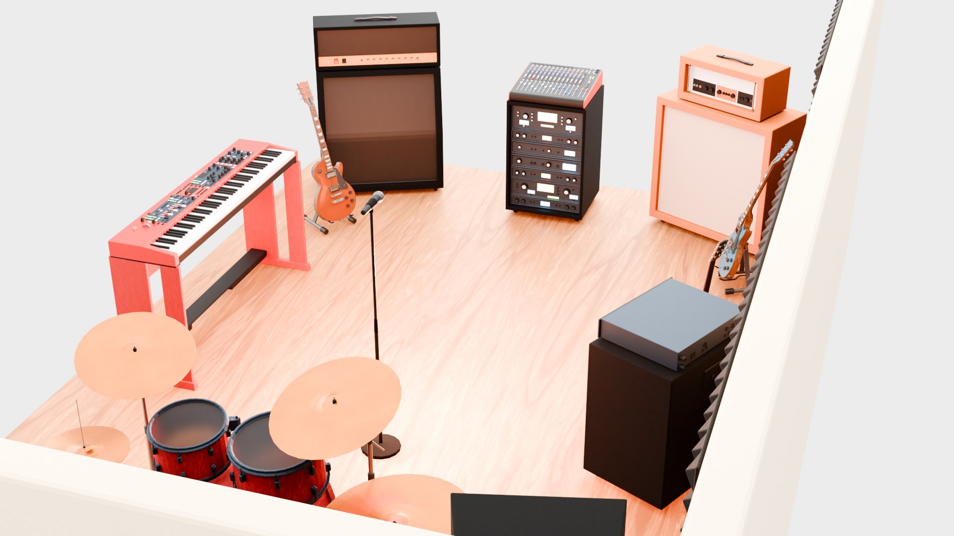 Rehearsal Recording Music Studio Room 3D Model - TurboSquid 2226940