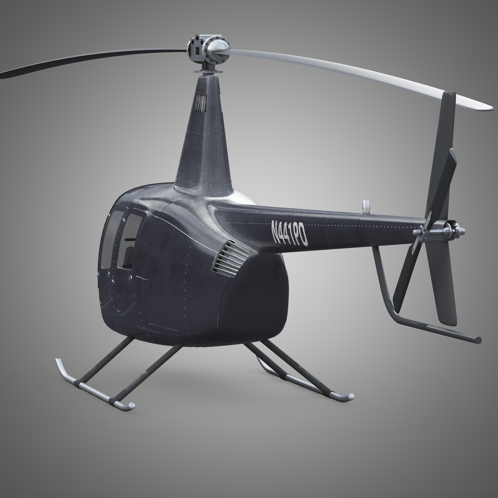3d robinson black helicopter interior