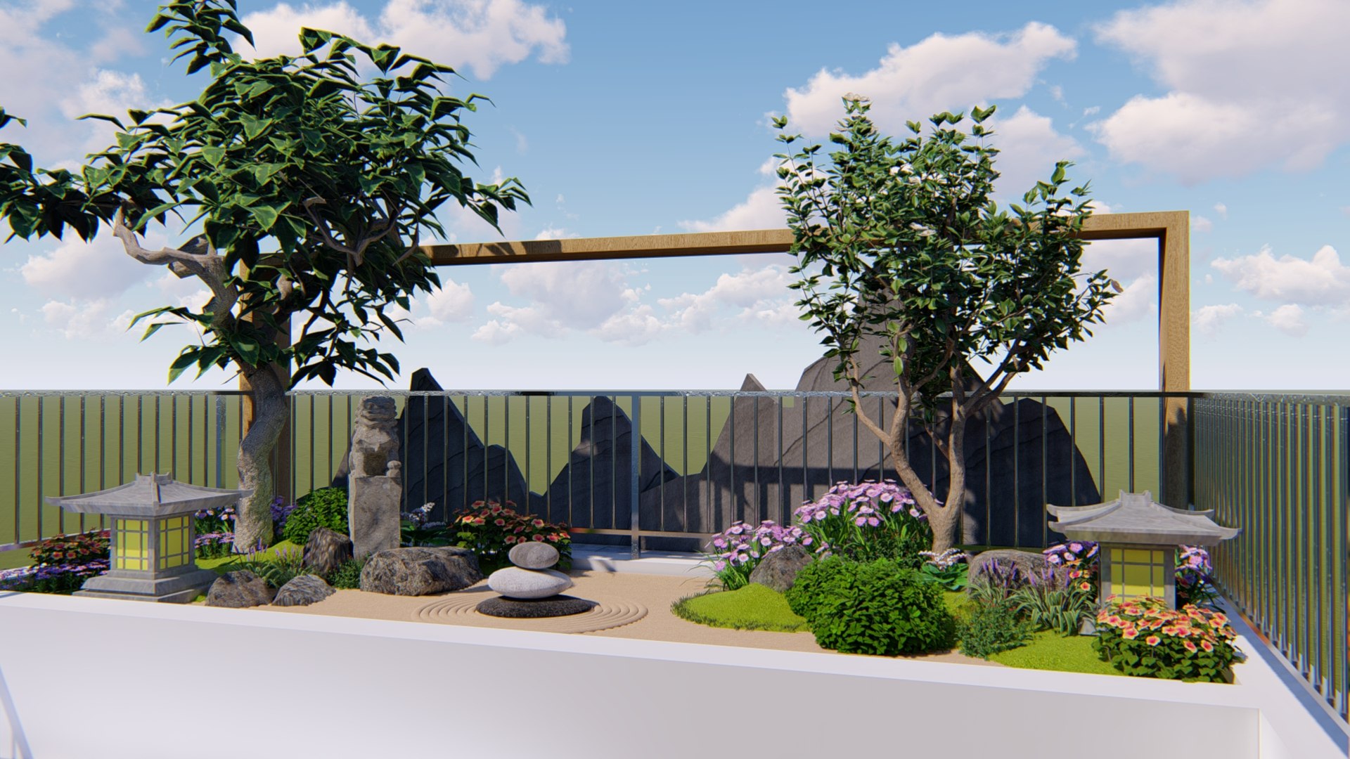 3D TERRACE GARDEN LANDSCAPE-JAPAN - TurboSquid 2170040