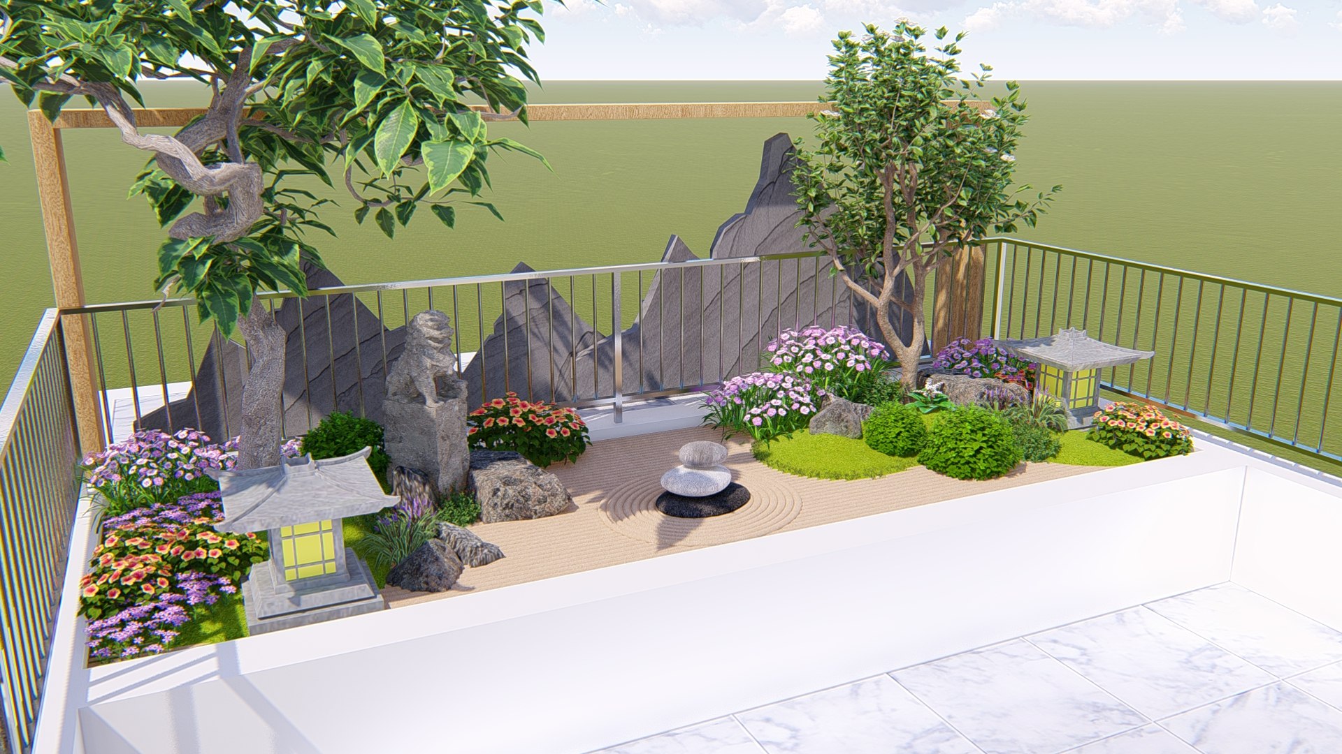 3D TERRACE GARDEN LANDSCAPE-JAPAN - TurboSquid 2170040