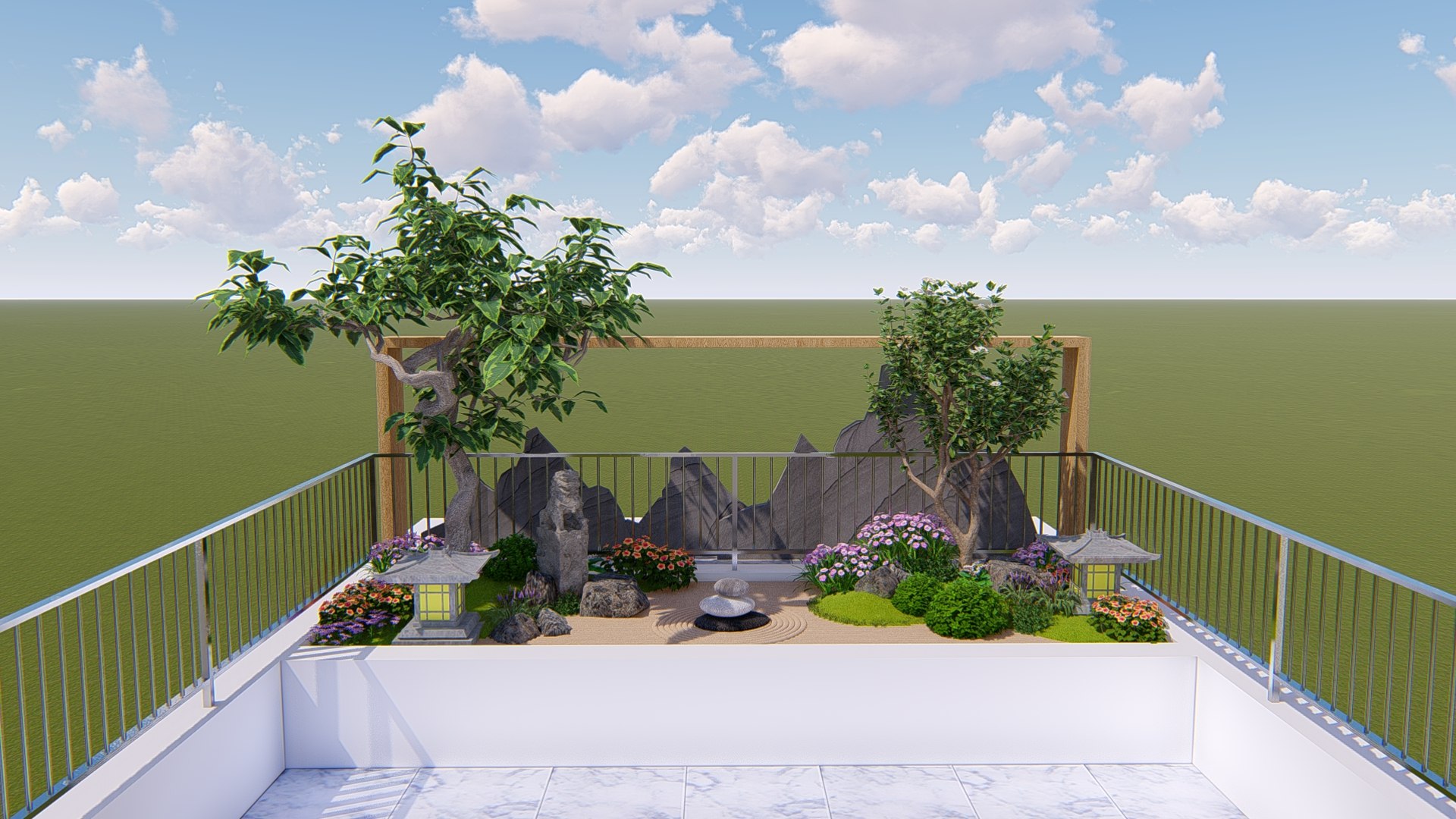 3D TERRACE GARDEN LANDSCAPE-JAPAN - TurboSquid 2170040