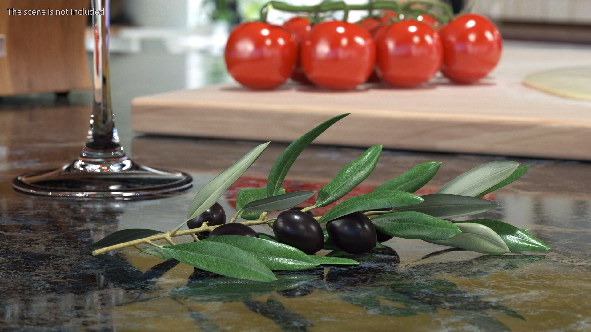 Olive Branch With Black Olives Lying 3D Model - TurboSquid 1944920