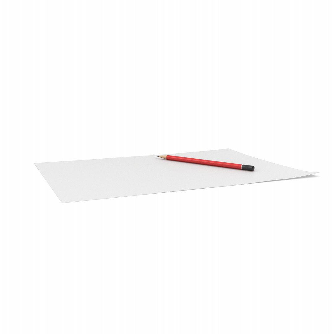 A4 Paper And Red Pencil 3D Model - TurboSquid 2194682
