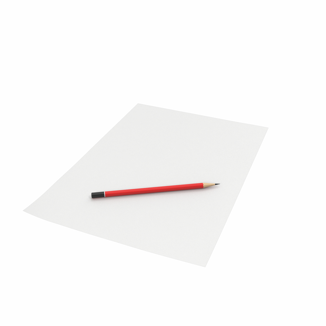 A4 Paper And Red Pencil 3D Model - TurboSquid 2194682