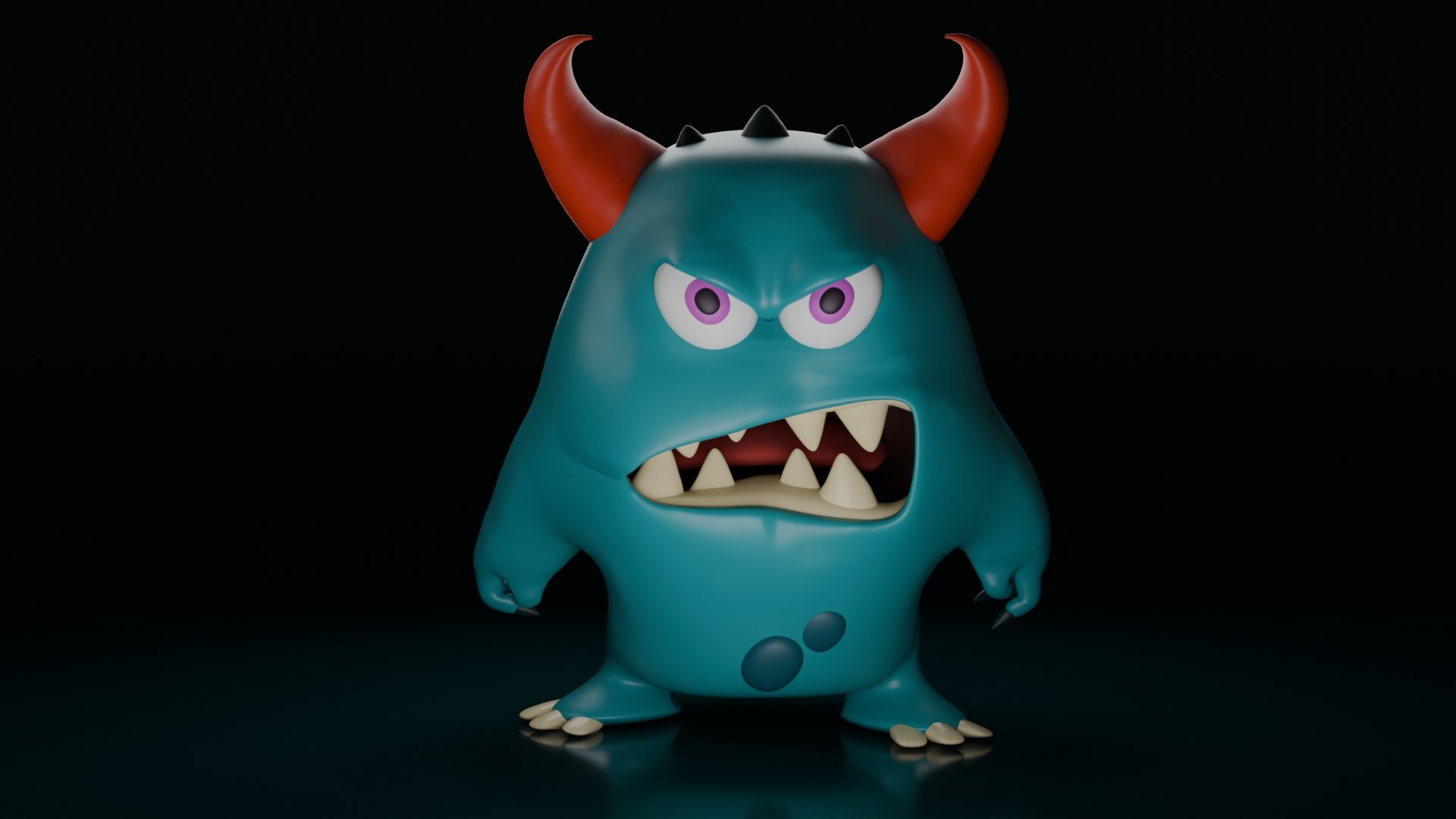3D BlueBite Mini Monster Cartoon Character - TurboSquid 2240114