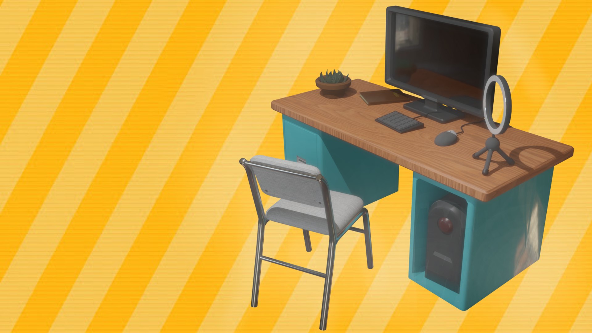 3D Cartoon 3d Table 3 Types Office Boy Girl Lowpoly Realtime Low-poly ...