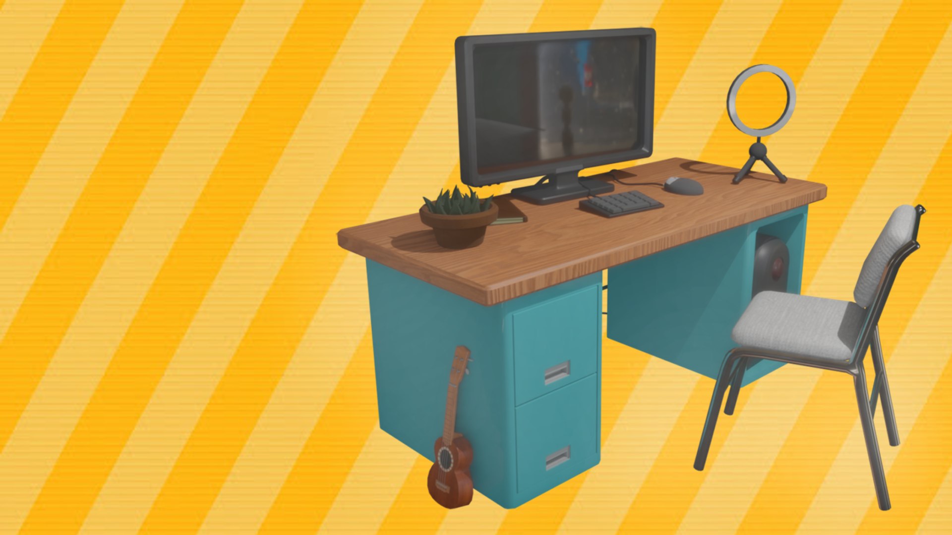 3D Cartoon 3d Table 3 Types Office Boy Girl Lowpoly Realtime Low-poly ...