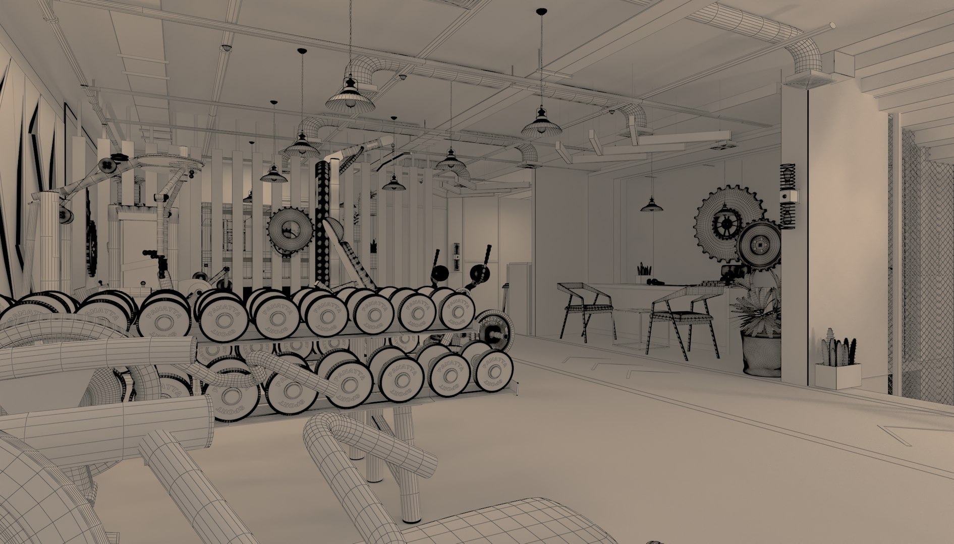 Gym Fitness Interior 3D Model - TurboSquid 1680124