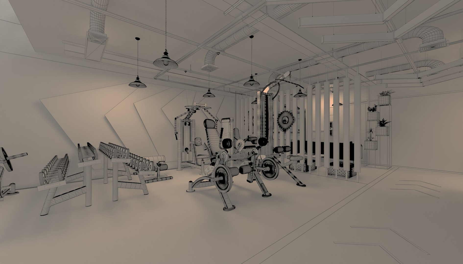 Gym Fitness Interior 3D Model - TurboSquid 1680124