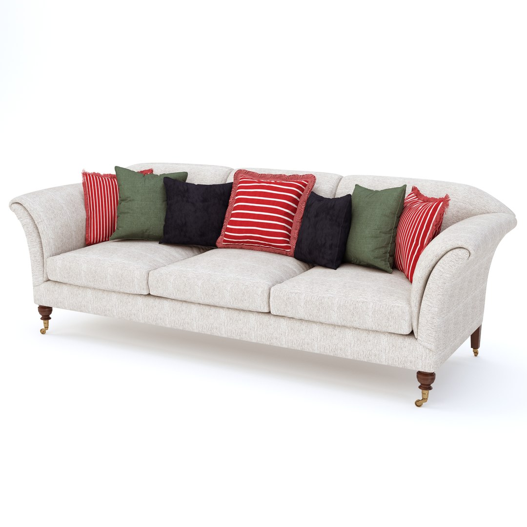 Victorian Style Sofa With Wheels And Pillows 3D Model - TurboSquid 2166137