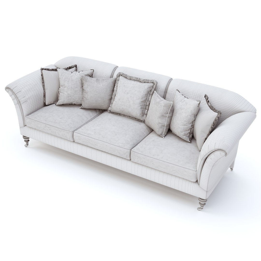 Victorian Style Sofa With Wheels And Pillows 3D Model - TurboSquid 2166137