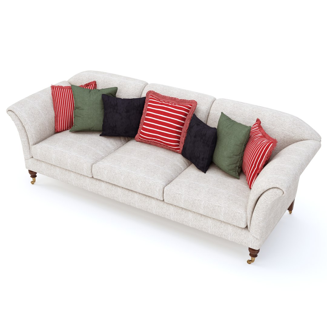 Victorian Style Sofa With Wheels And Pillows 3D Model - TurboSquid 2166137