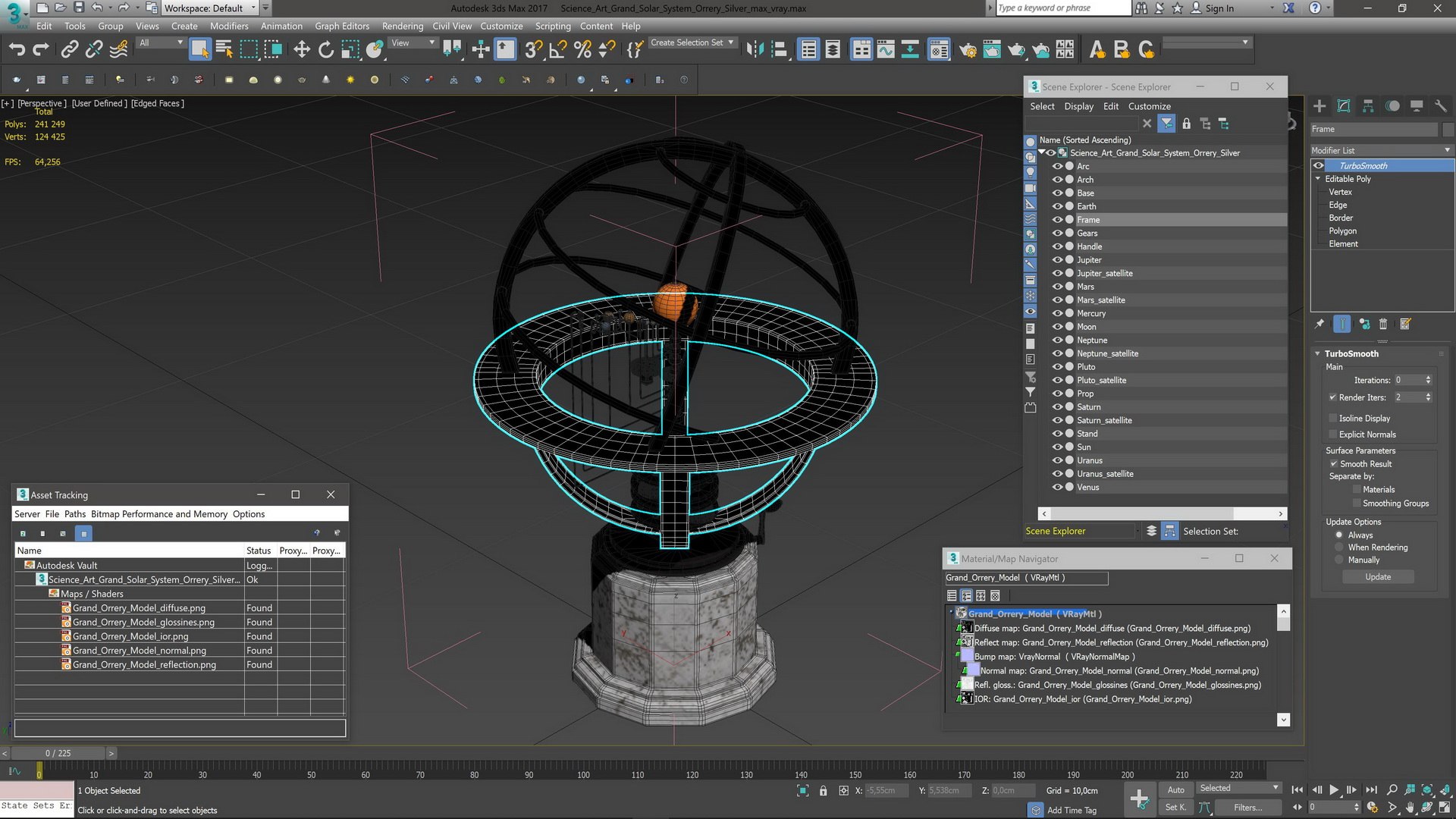 3D Science Art Grand Solar System Orrery Silver - TurboSquid 2083593