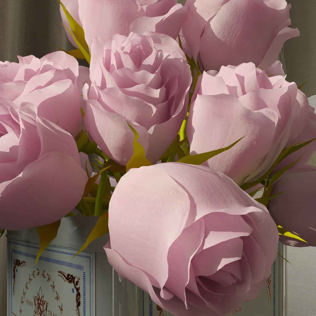 3d Bouquet Pink Roses Model