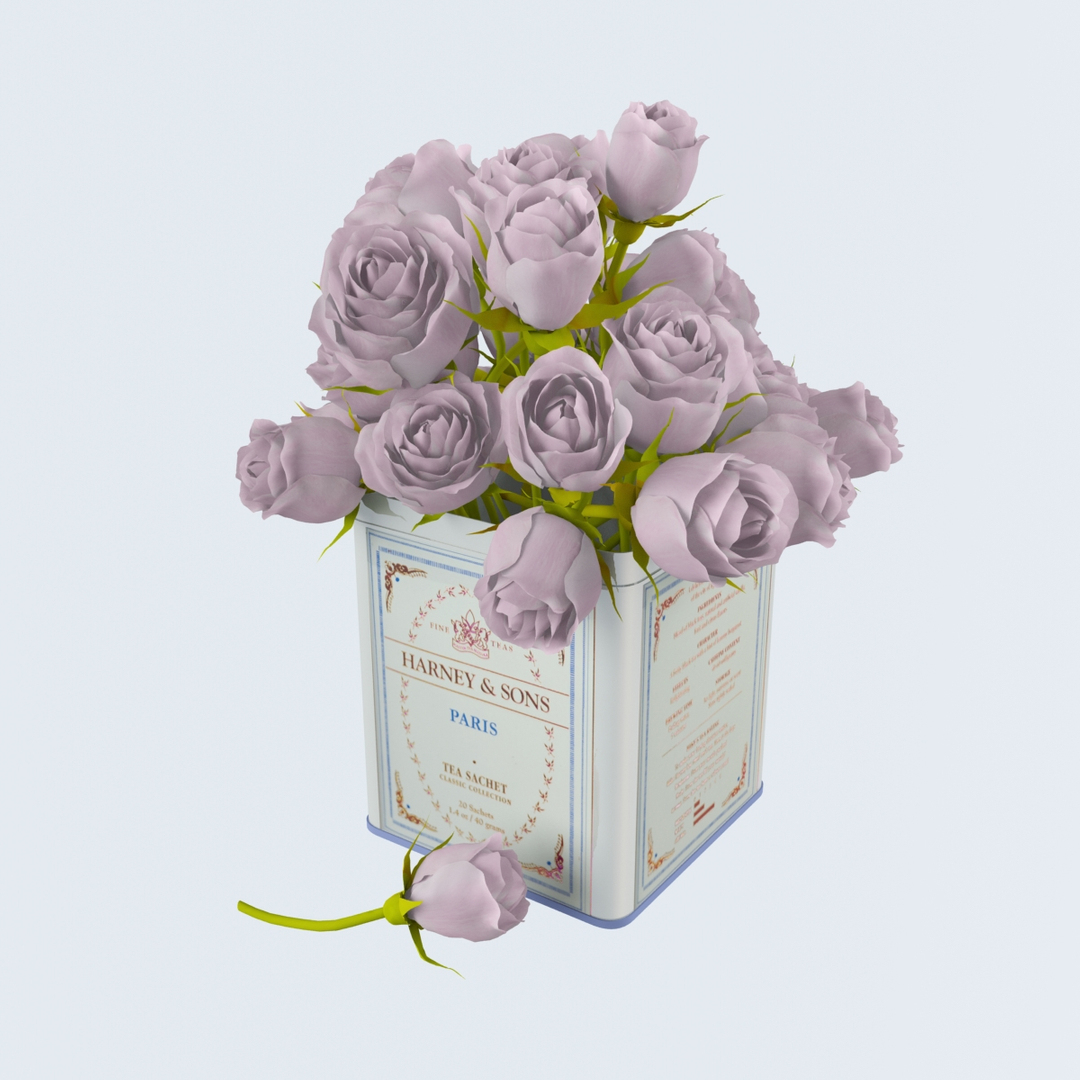 3d Bouquet Pink Roses Model