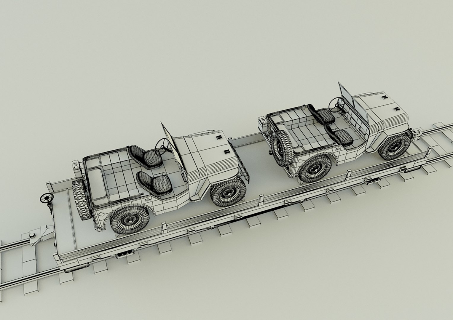 Train Wagon Willys Jeep 3D Model Model - TurboSquid 2121631