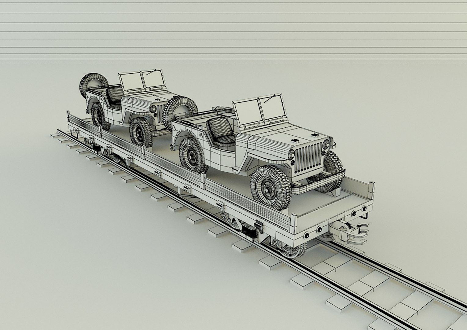 Train Wagon Willys Jeep 3D Model Model - TurboSquid 2121631