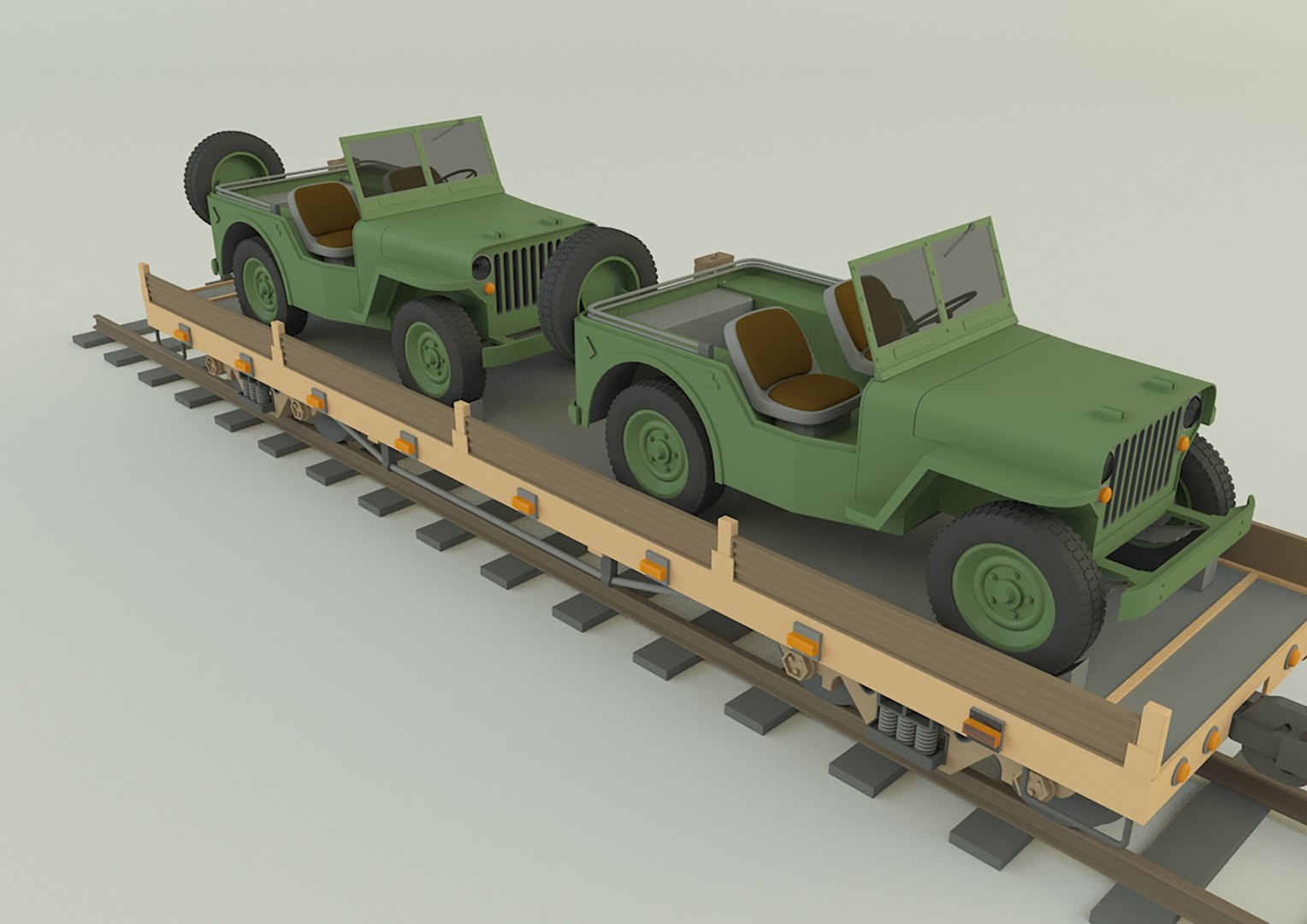 Train Wagon Willys Jeep 3D Model Model - TurboSquid 2121631