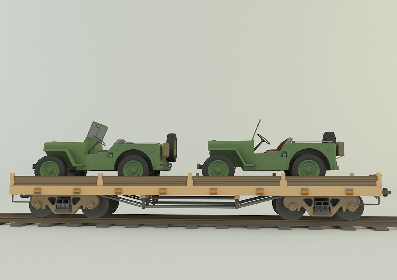 Train Wagon Willys Jeep 3D Model Model - TurboSquid 2121631