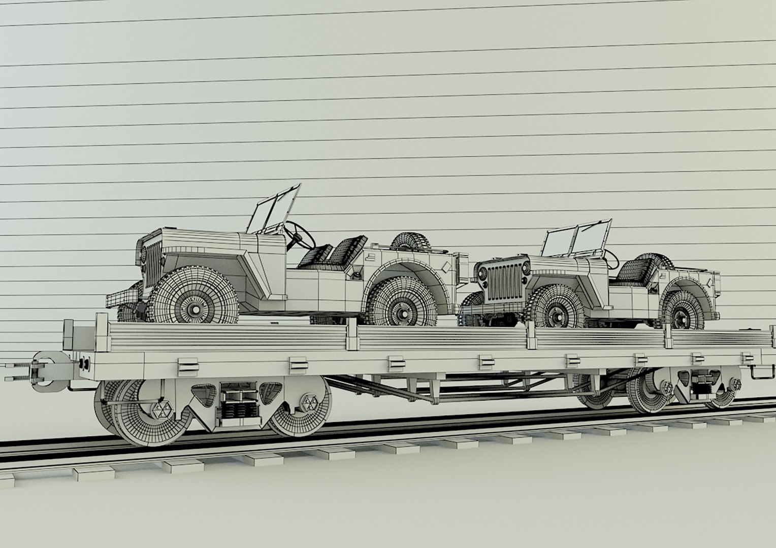 Train Wagon Willys Jeep 3D Model Model - TurboSquid 2121631