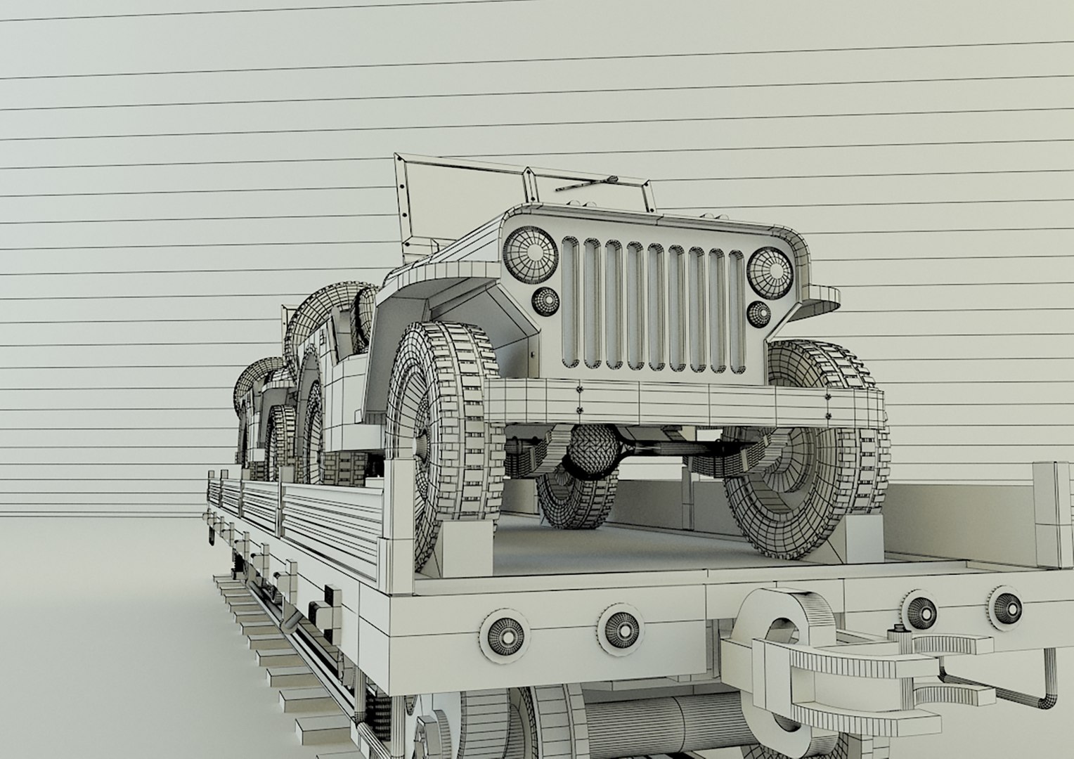 Train Wagon Willys Jeep 3D Model Model - TurboSquid 2121631