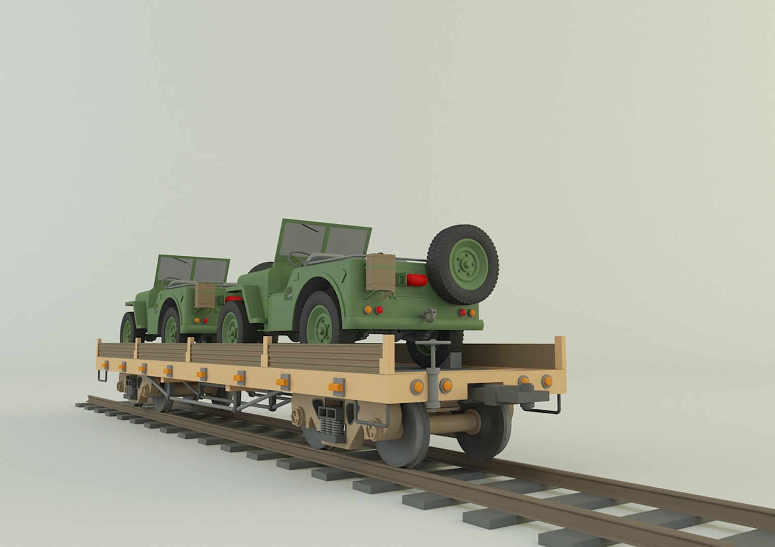 Train Wagon Willys Jeep 3D Model Model - TurboSquid 2121631