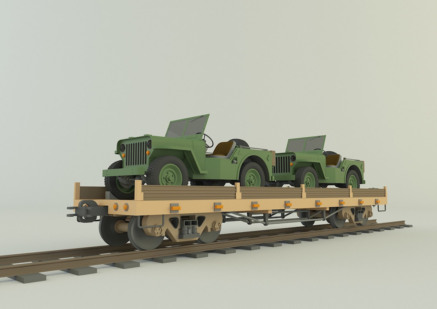 Train Wagon Willys Jeep 3D Model Model - TurboSquid 2121631