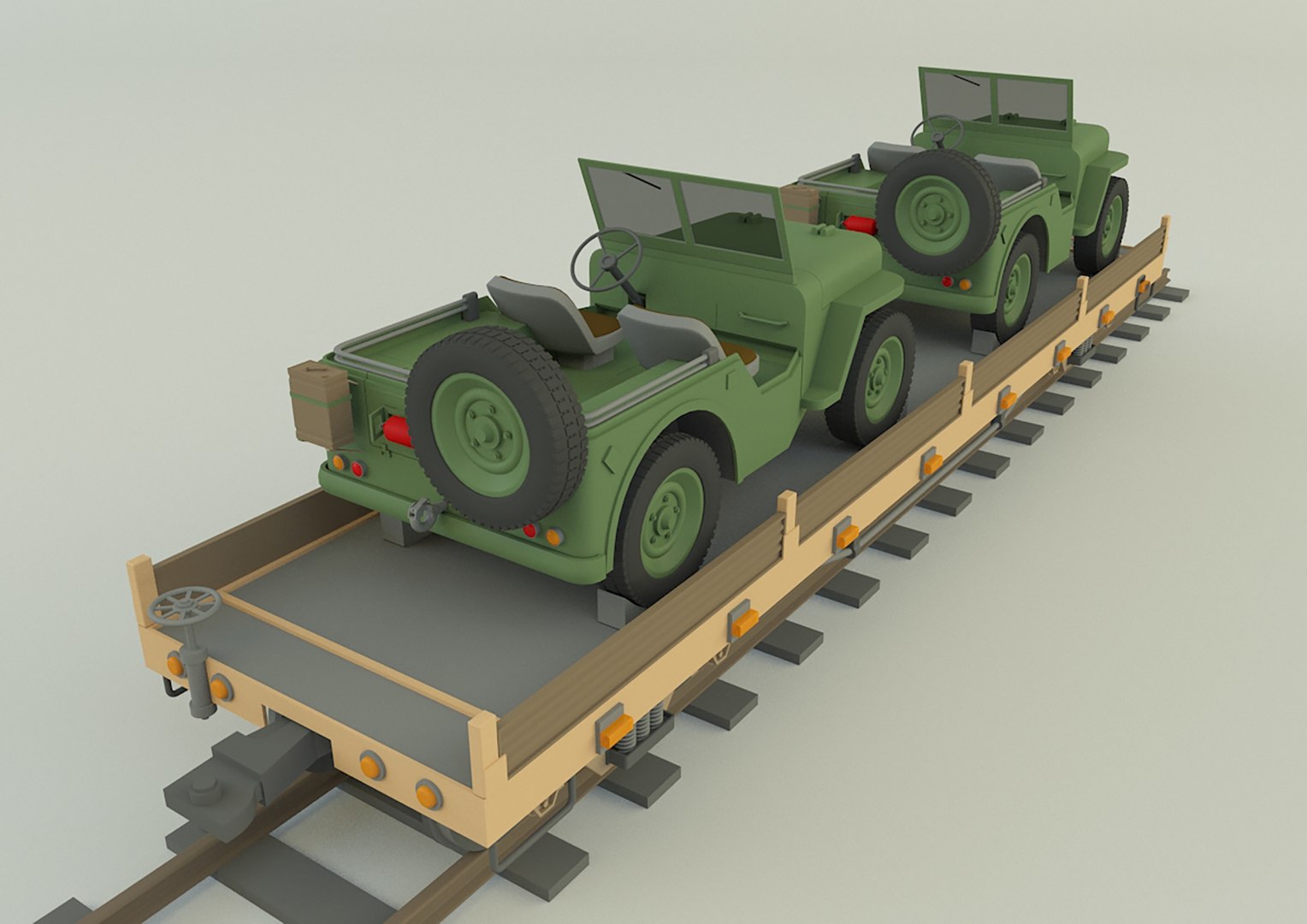 Train Wagon Willys Jeep 3D Model Model - TurboSquid 2121631