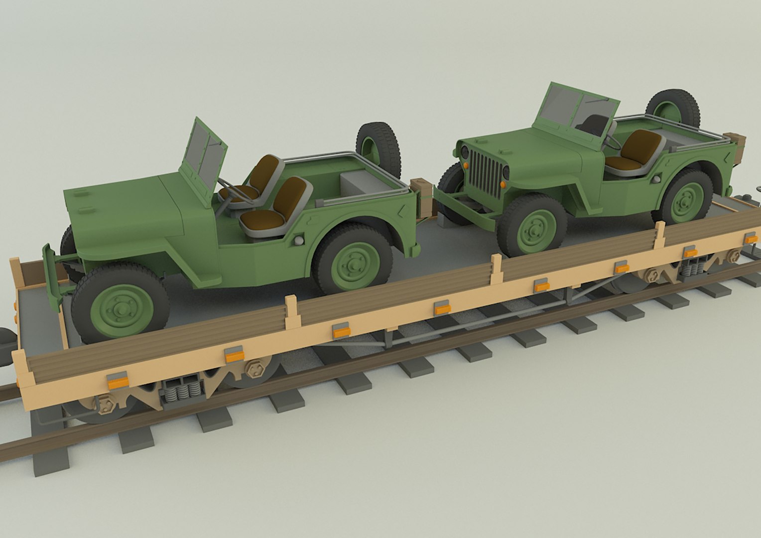 Train Wagon Willys Jeep 3D Model Model - TurboSquid 2121631