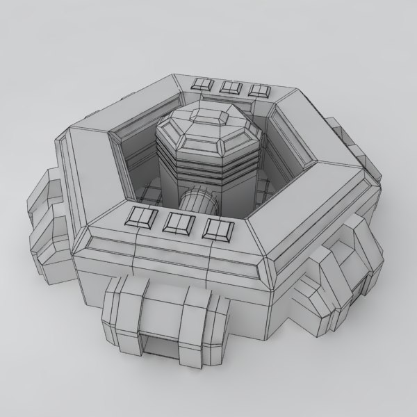 3d model command center sci-fi building