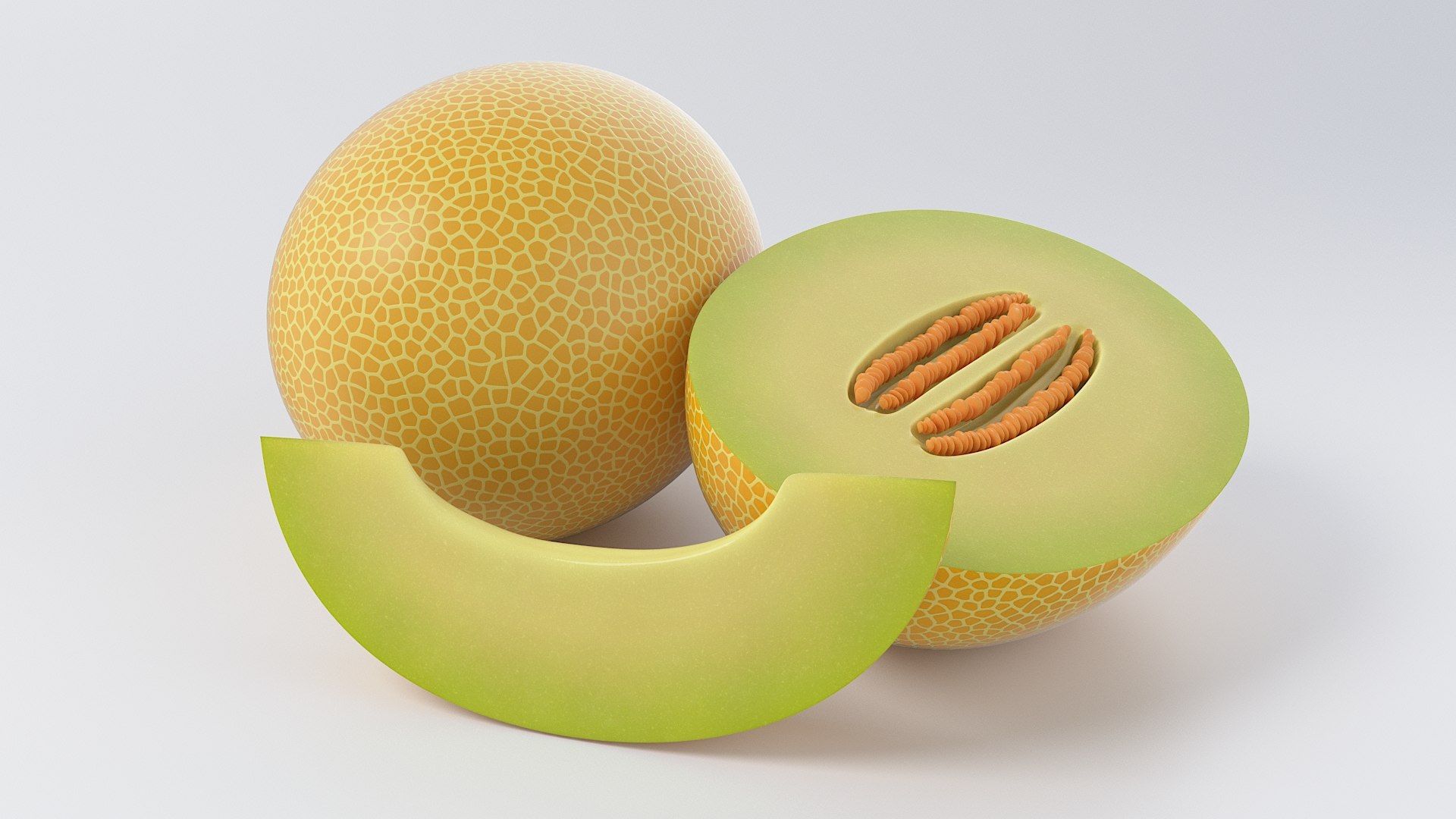 Cartoon Melon Set Model - TurboSquid 2104035
