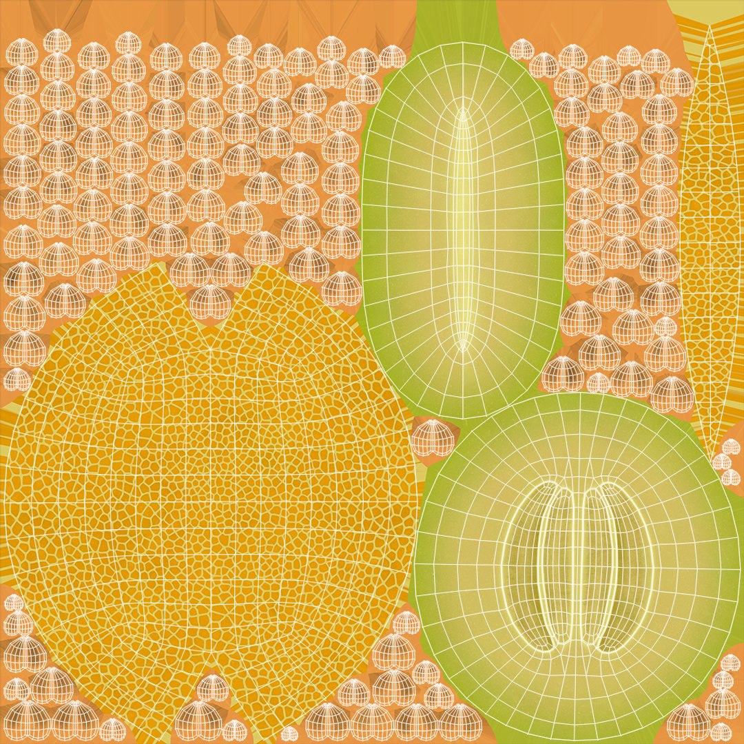 Cartoon Melon Set Model - TurboSquid 2104035